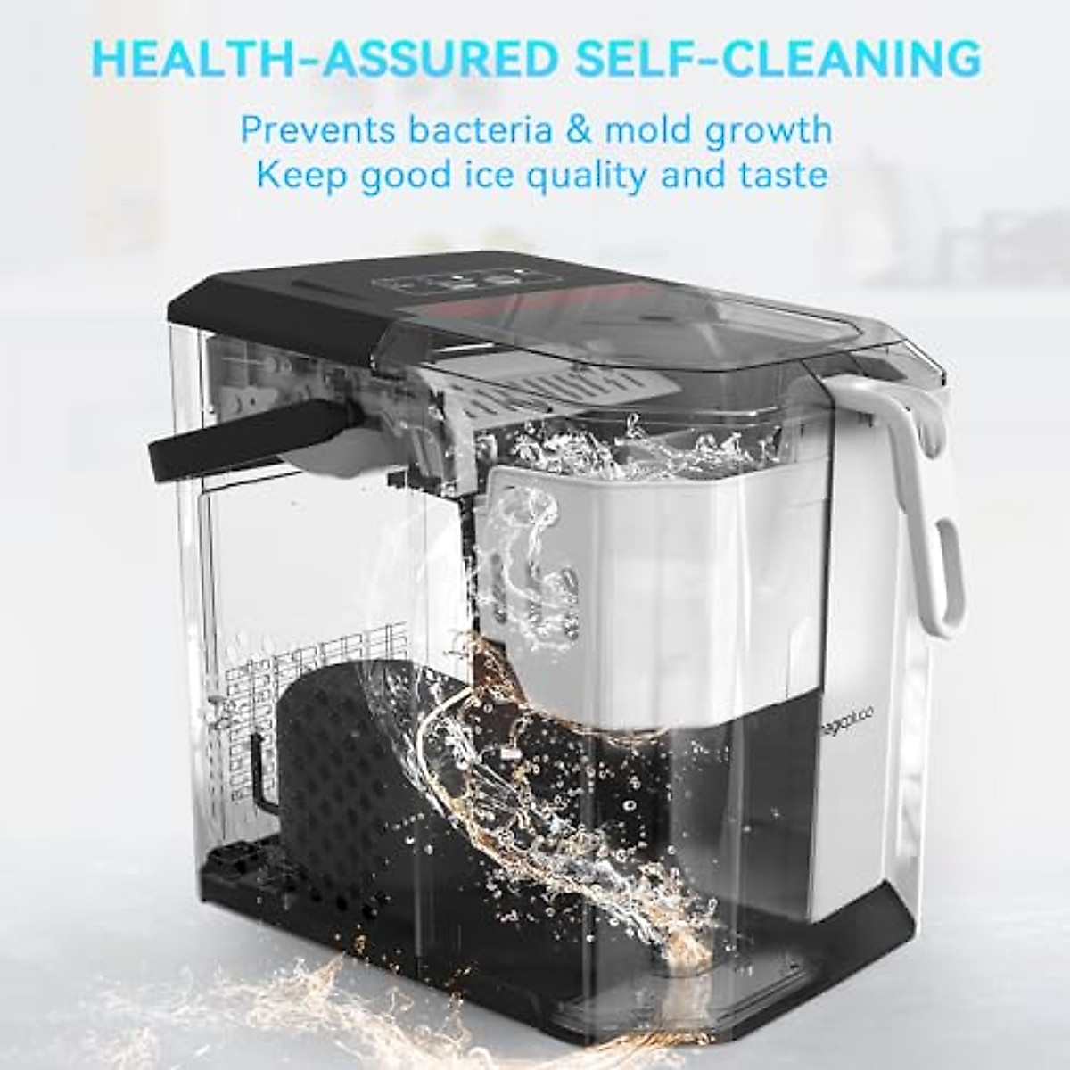 magicplux Ice Maker, Self-Cleaning Ice Makers Countertop, 9 Cubes in 6 Mins, 26.5 lbs Ice per Day, Ice Machine with Basket and Scoop for Home/Kitchen/Office/Party