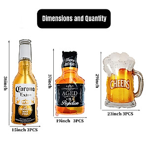 9pcs Corona Whisky Beer Mug Mylar Helium Balloons, Men Women Boys Girls Beer Themed Birthday Party Decoration, Baby Shower Engagement Decoration Supplies