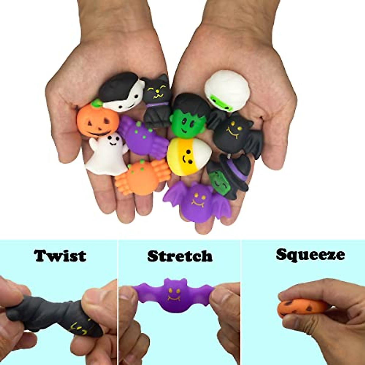 Anditoy 100 PCS Halloween Mochi Squishy Toys Squishies Halloween Toys for Kids Girls Boys Halloween Party Favors Halloween Treat Bags Gifts