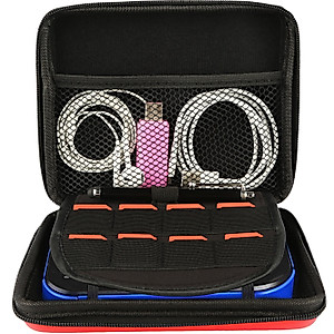 GPCT Nintendo 2DS Hard Shell EVA Carry Case Cover Bag. Protects Against Bumps/Drops/Dust/Dirt/Scratches. Protective Travel Storage Cover Pouch W/ 8 Game Holders, Double Zipper Zip Pocket- Red