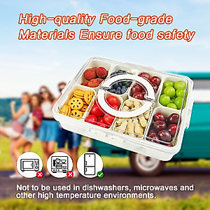 WGBP Snackle Box Container, 8 Compartment Divided Serving Tray with Lid and Handle, Snack Box Container for Candy, Fruit and Snacks, Great for Gatherings, Outings, Parties and Entertaining