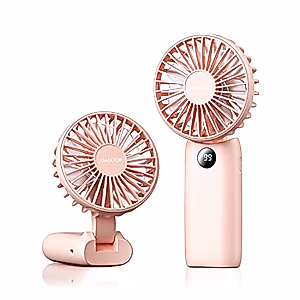 Gaiatop Handheld Mini Portable Fan, 4000 mAh Foldable Desk Fan, 5 Speeds Rechargeable USB Small Fan, Battery Operated Cute Personal Cooling Lash Fan for Women, Makeup, Office, Travel, Outdoor Pink