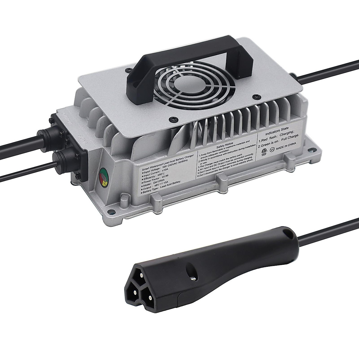 Replacement Golf Cart Battery Charger 48V 15A for 48 Volt Ez-Go EZgo RXV/TXT with RXV Plug 3 Prong Connector