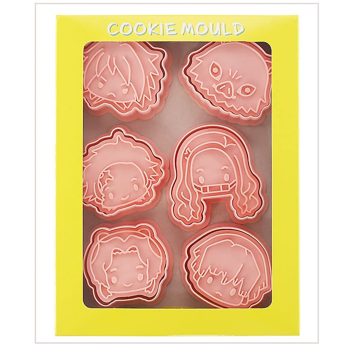 Anime Slayer Cookie Cutter With Plunger Stamps Set,6 Piece Stamped Embossed Cookie Cutter Molds for Biscuit Fondant Cheese Baking Molds