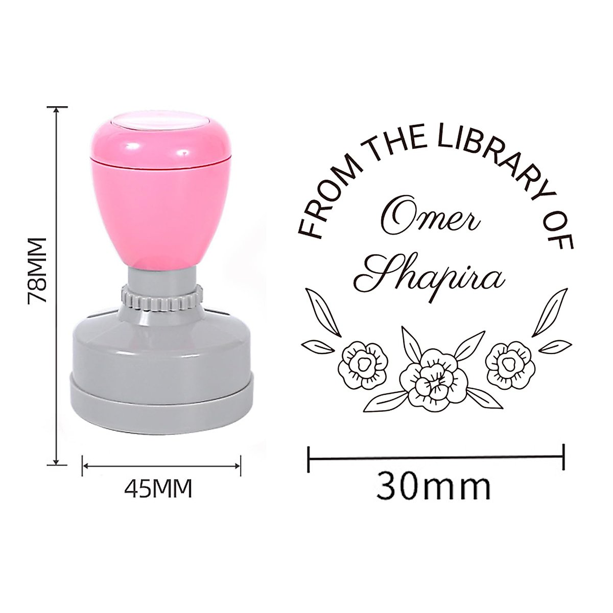 Library Book Stamp,Personalized Round Book Stamps，Up to 9 Stamp Shell Colors, 5 Ink Colors (Custom Library Stamp)