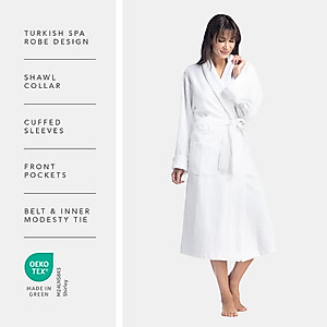 Fishers Finery Women's EcoFabric Spa Terry Robe; Full Length Bathrobe (White LXL)