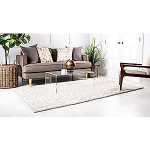 Unique Loom Rushmore Collection Classic Traditional Tone Textured Intricate Design Area Rug, 7 ft x 10 ft, Tan/White
