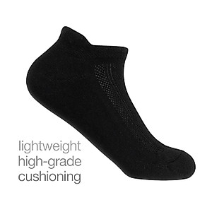 SOL3 Mens All-Day Cushion Socks (Pack of 3) - No Show Athletic Running Low Cut Ankle Socks (Size 9-11, Black)