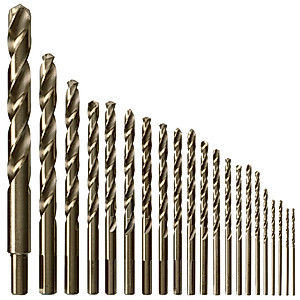 BOSCH CO21B 21-Piece Assorted Set with Included Case Cobalt M42 Metal Drill Bit with Three-Flat Shank for Drilling Applications in Stainless Steel, Cast Iron, Titanium, Light-Gauge Metal, Aluminum