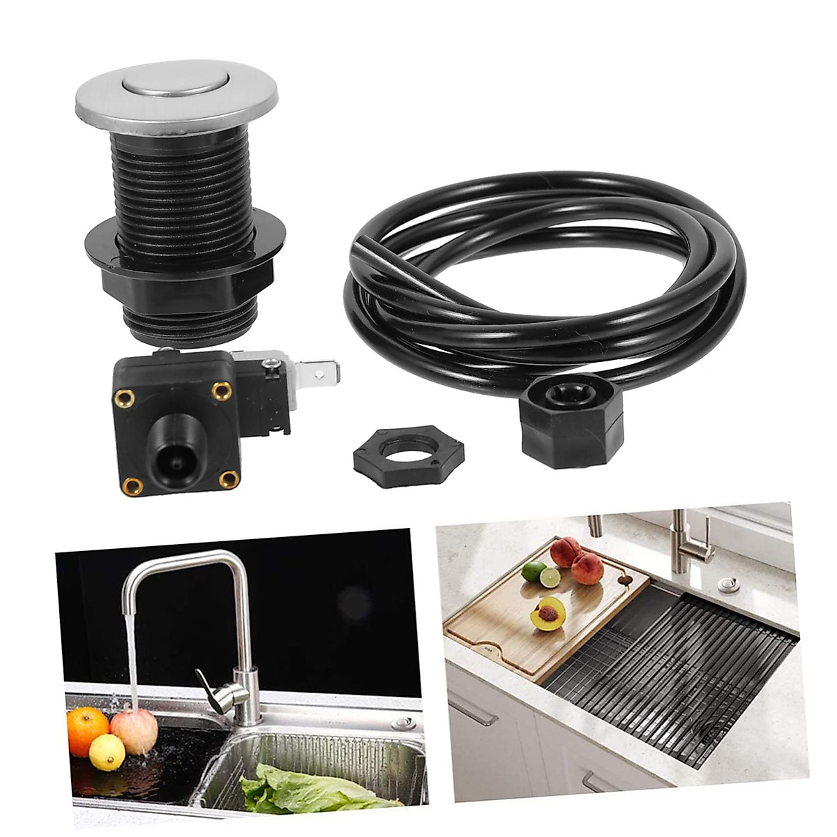 1 Set Pneumatic Switch Garbage Disposal Bathtub Air Disposal Button and Bathtub Button Hose Bathtub Supplies Air for Disposal Bathtub Parts Disposal Air Bathtub Accessories