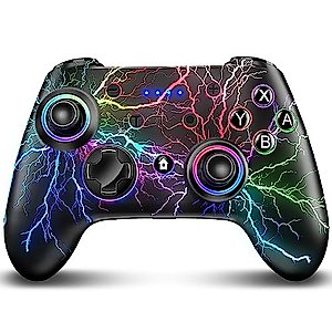 Forlleco Switch Controller, Wireless Switch Pro Controller for Switch/Switch Lite/Switch OLED/PC, Nintendo Switch Controller with Cool LED Light, Vibration, Gyro Axis, Adjustable Turbo and Wake Up