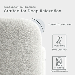 Furniture of America Nimiane Modern Boucle Loveseat Couch with Curved Arms and Wooden Legs, Comfy Fabric Upholstered Small Sofa for Living Room, Bedroom, Home Office, Off-White