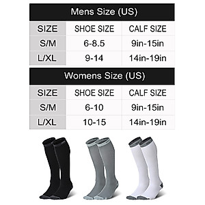 CS CELERSPORT 3 Pairs Compression Socks 20-30mmHg for Men Circulation Socks For Running Traveling Shin Splints Nurse Athletic And Pregnancy Black
