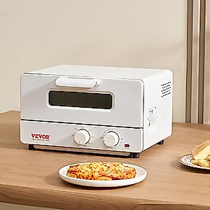 VEVOR 5-IN-1 Steam Oven Toaster, 12L Convection Oven, 1300W Steam Toaster Oven Countertop Combo with Grill, Pizza Pan, Gloves, 2 Slices Toast, 6-inch Pizza, Home and Commercial Use