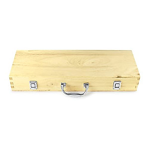 Makerflo BBQ Grill Accessories Set, Barbecue 11 Pieces Maple Wood Toolbox, Stainless Steel Utensils with Gloves, Organized Outdoor Cooking Camping Grilling Rust Free Portable Kit, Gifts for Men