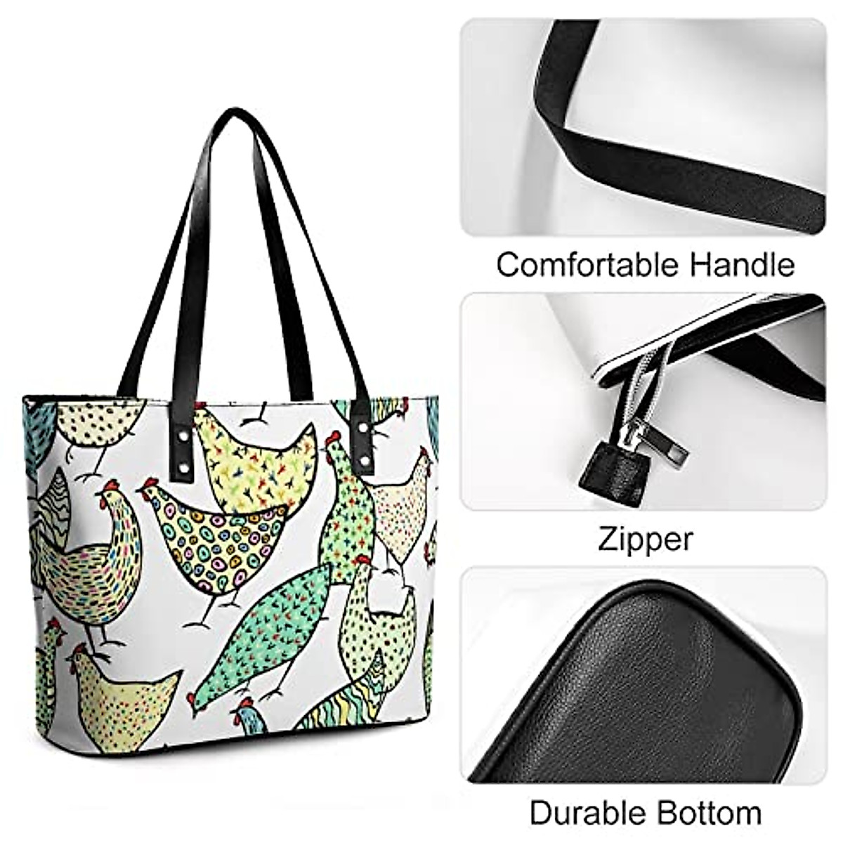 Womens Handbag Chickens Leather Tote Bag Top Handle Satchel Bags For Lady