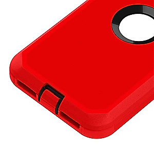 iPhone SE 2020/2022 3-in-1 Full Body Case, Built-in Screen Protector, Shockproof TPU & Hard PC Bumper, Drop-Proof Shell - Red/Black