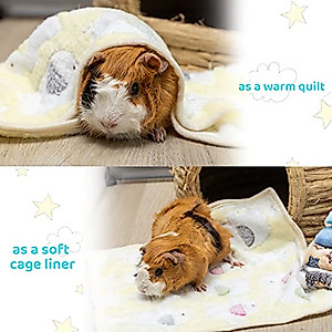 CUSOZWO Guinea Pig Bedding Mat - 6 Pack Fleece Soft Warm Small Animal Blankets for Rat Rabbit Hamster Chinchilla Hedgehog Lizard - Washable Small Pet Cage Liners Sleep Mat Bedding Accessories