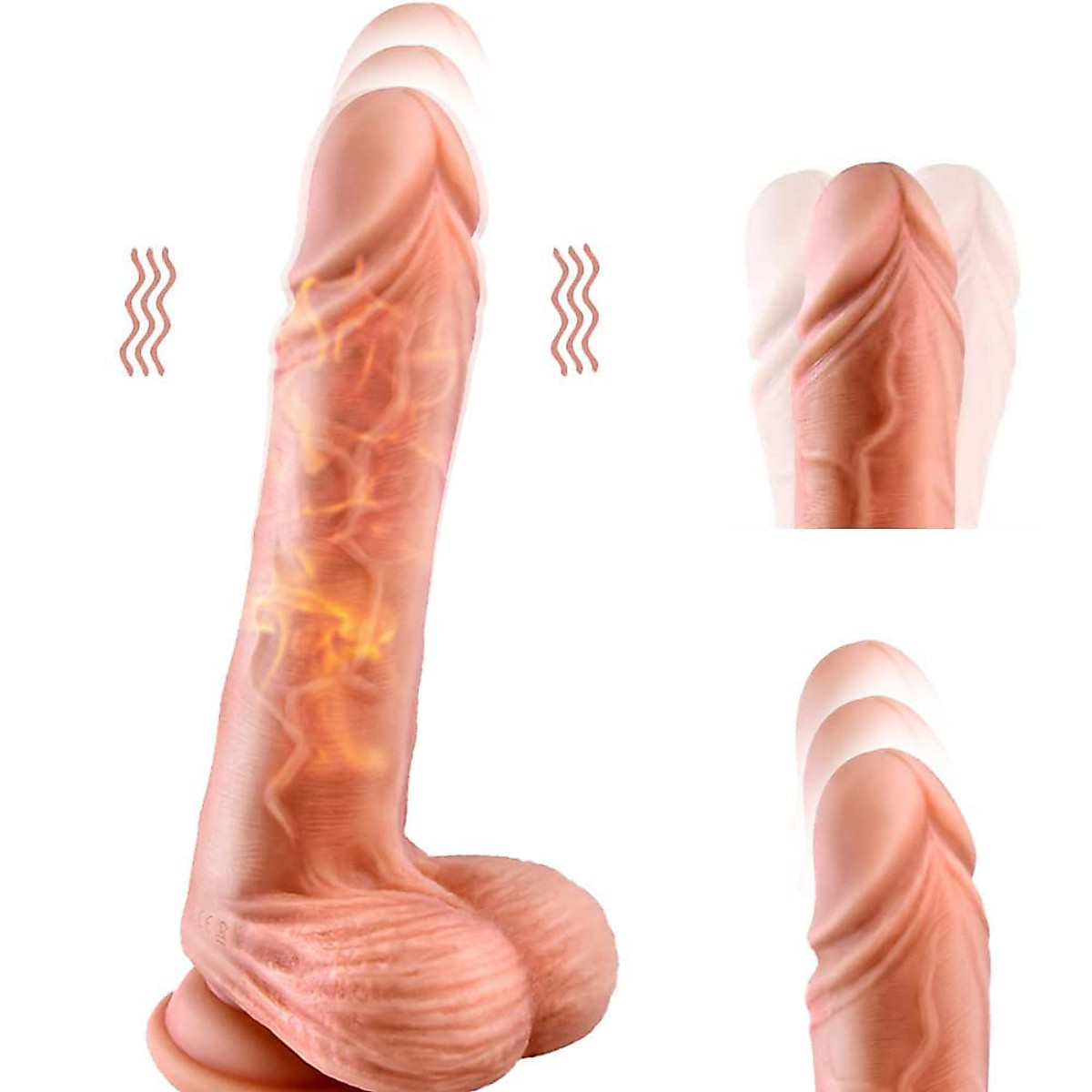 Thrusting Dildo Vibrator with Strong Suction Cup,Heating Realistic Dildo with 8 Thrusting Modes Liquid Silicone Adult Sex Toy G-Spot Vibrator for Women Vagina Men Anal Masturbation - 8 Inch Flesh