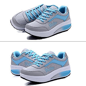 Lymphvity Womens lace-up Walking Shoes Arch Support Breathable Wedge Platform Sneakers Low-top Casual Light Weight Orthotic Sneakers for Plantar Fasciitis (5,Mesh-Pink,Female)