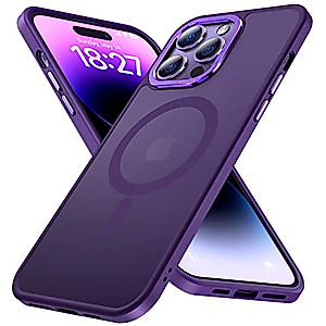 KISEN for iPhone 14 Pro Case Magnetic Compatible with MagSafe Slim Translucent Matte Phone Case Cover 6.1 inch, Deep Purple