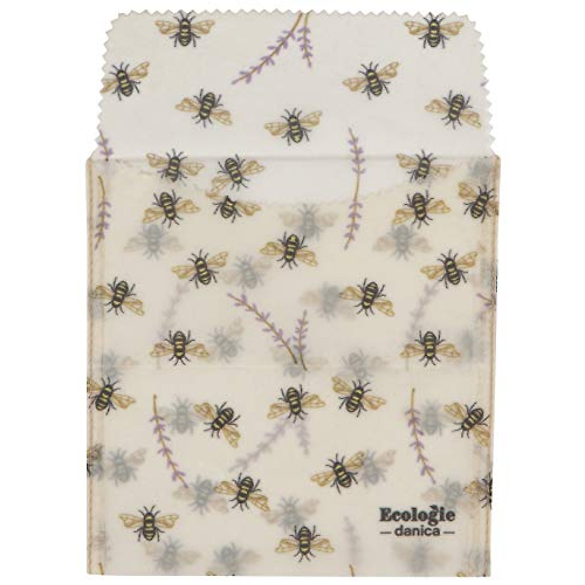 Ecologie by Danica Reusable Beeswax Sandwich Bag Bees, Reusable Food Storage Wrap, W6.5 x L6.5", Set of 2