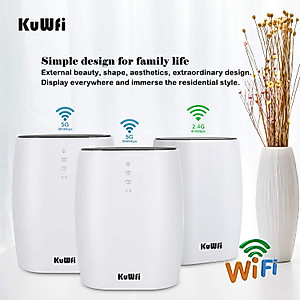 KuWFi Whole Home Mesh WiFi System 3-Pack AC3600 High Speed Seamless Roaming WiFi Network Dual Band 2.4G&5.8G Router for Whole Home Coverage