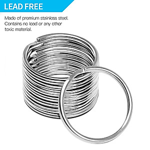 Prudance 100PCS Key Rings Metal Round Split Ring - Bulk Pack of 100-1" 25mm Diameter