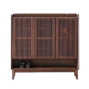 Freestanding Shoe Rack Locker Solid Wood Shoe Cabinet Modern Light Luxury Nordic Black Walnut Home Porch Cabinet Partition Cabinet Shoe Rack for Entryway Multifunctional Locker