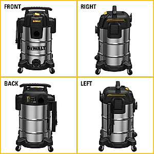 DeWalt DXV08S Wet/Dry Vacuum 8 Gallon 4 Peak HP, Stainless Steel, Silver