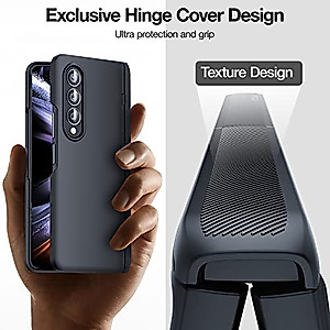 TORRAS Armor Stand Galaxy Z Fold 4 Case, [MIL-Grade Hinge Protection] [Invisible Kickstand for Full Screen Viewing], Matte Hard Case Slim Protective Designed for Samsung Galaxy Z Fold 4 Case Black