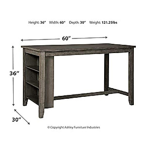 Signature Design by Ashley Caitbrook Rustic Counter Height Dining Table with Storage, Dark Gray