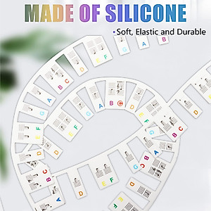 Removable Piano Keyboard Note Labels, 2 in 1 Silicone Piano Keyboard Stickers for Beginners Kids Learning, Full Size Keyboard 88 Keys, Double Staff Display Comes with Box