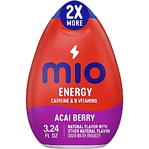 MiO Energy Acai Berry Storm Naturally Flavored with other natural flavors Liquid Water Enhancer Drink Mix with Caffeine & B Vitamins with 2X More (3.24 fl. oz. Bottle)