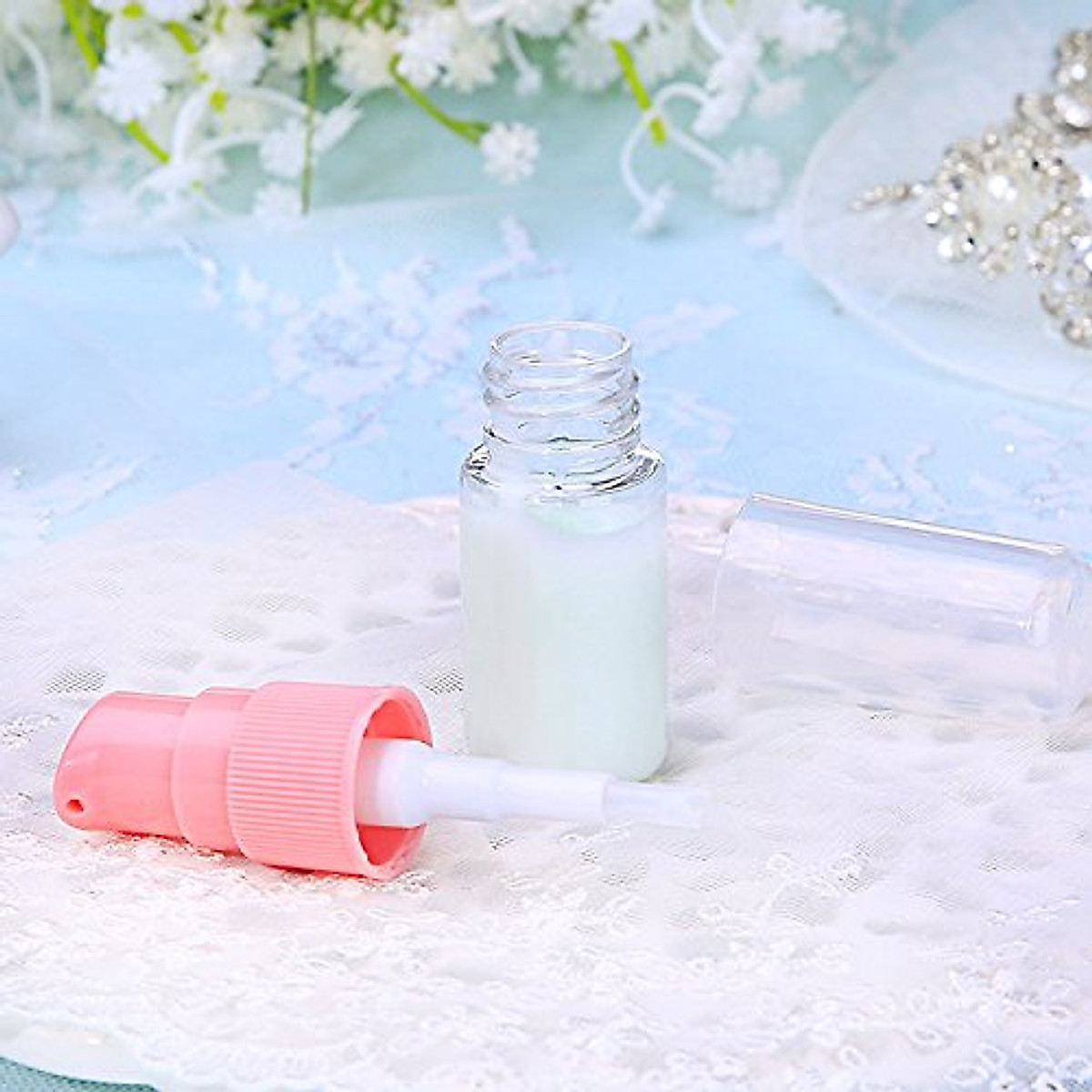 erioctry 10ML Portable Empty Refillable Bottle Cream Shampoo Lotion Treatment Pump Bottle with Cap Travel Bottles Toiletries Liquid Container for Cosmetic Make-up Pack of 6 (Transparent)