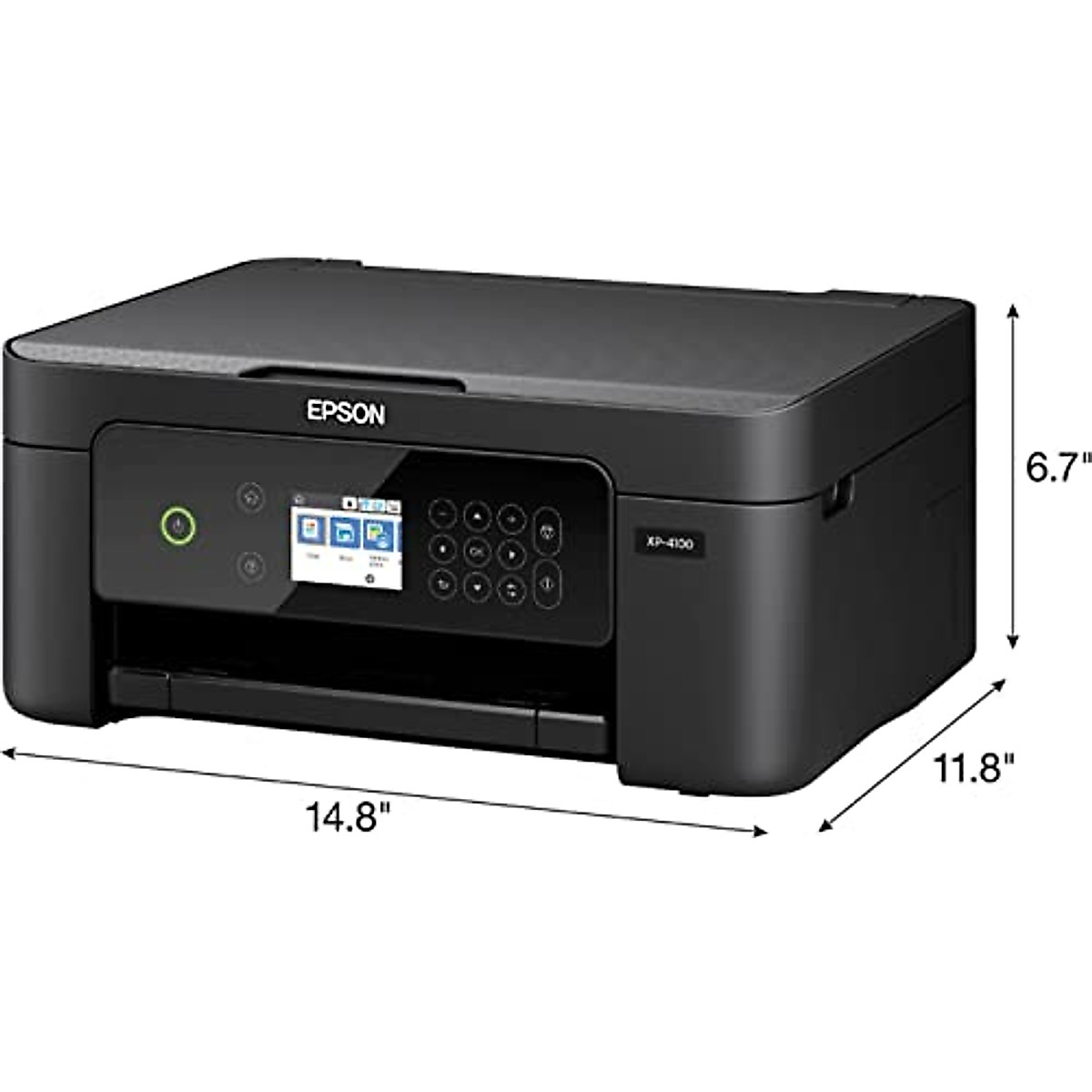 Epson Expression Home XP-4100 All-in-One Wireless Color Inkjet Printer, Black - Print Copy Scan - 10.0 ipm, 5760 x 1440 dpi, 2.4" Color LCD, Auto 2-Sided Printing, Voice-Activated, USB, Wi-Fi Direct
