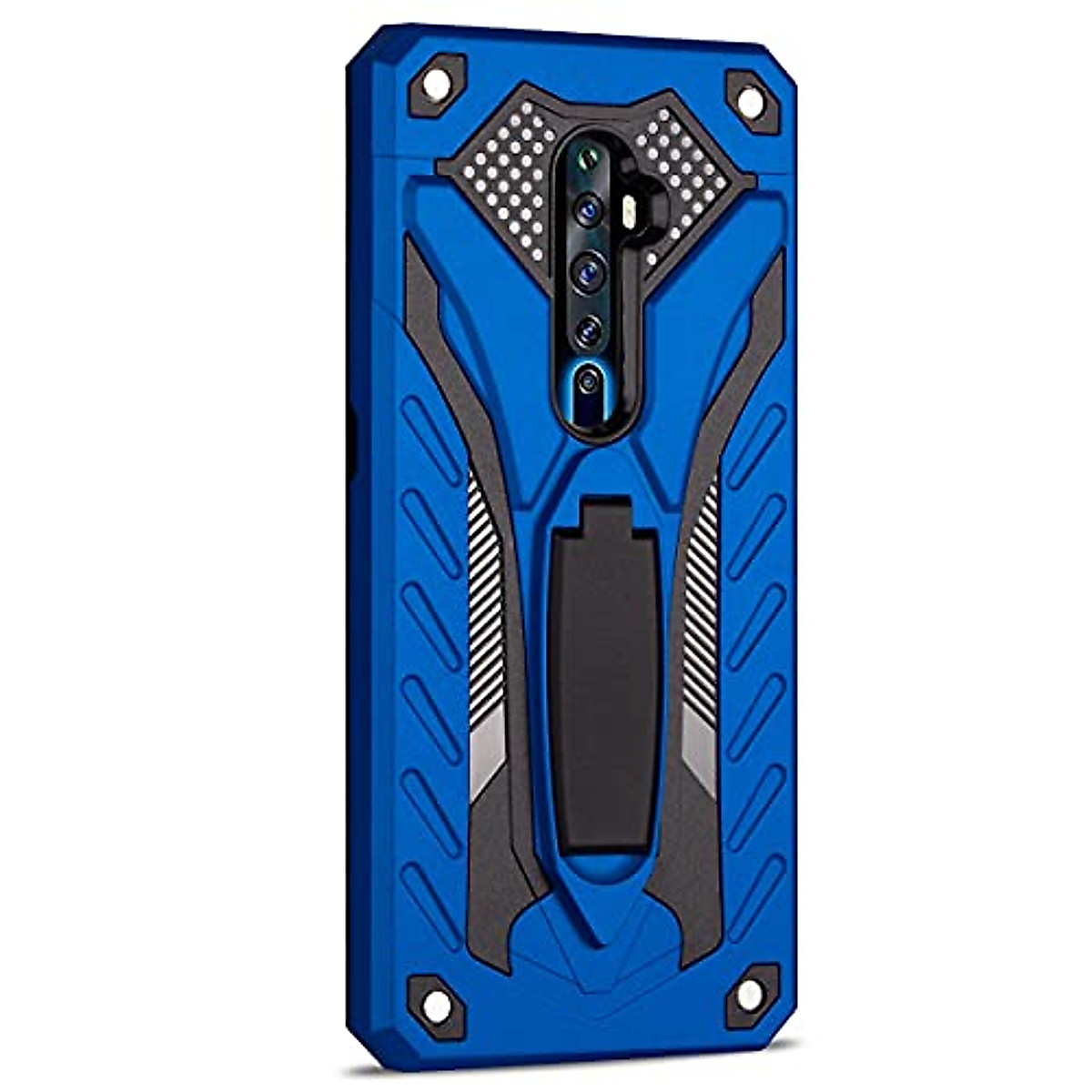 Grandcaser Case for Reno 2 Z Ultra-Thin Double Layer 2in1 Hard PC Soft TPU Shockproof Drop-Proof with Bracket Protective Cover for Oppo Reno 2 Z/F 6.53" -Blue