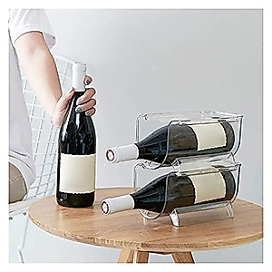 TIST Wine Bottle Storage Rack Refrigerator Stackable Organizer Clear Shelf Bottle Storage Rack Beer Wine Bottle Holder