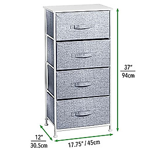 mDesign Tall Dresser Storage Tower Stand with 4 Removable Fabric Drawers - Steel Frame, Wood Top Organizer for Bedroom, Entryway, Closet - Jane Collection - Light Yellow/White