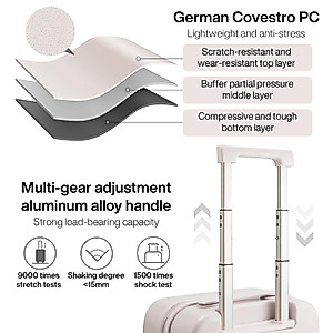 Upgrade Luggage Sets PC Lightweight Hardshell Suitcases with Spinner Wheels, 2 Piece Set with Cover 20in24in, Off White(Slight Pink)