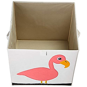 E-Living Store Collapsible Storage Bin Cube for Bedroom, Nursery, Playroom and More 13x13x13" - Flamingo