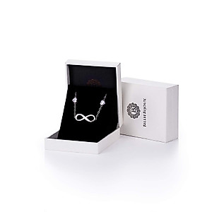 Billie Bijoux 925 Sterling Silver Infinity Womens Bracelet White Gold Plated Love Symbol Charm Adjustable Small Bracelet