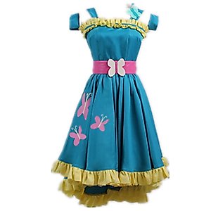 EChunchan Fluttershy Human Princess Dress Cosplay Costume Halloween Christmas New Year Party Costume (M, Female)
