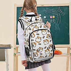Glaphy Cute Hamster Pattern Backpack Lightweight Laptop Backpack School Bag Student Travel Daypack with Reflective Stripes
