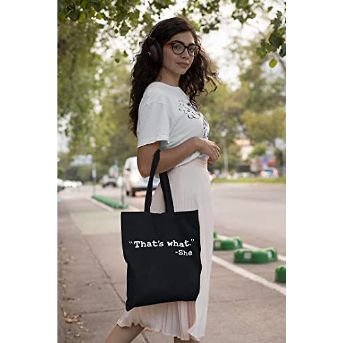 Pop Threads Thats What She Said Office Coworker Gift Funny Black 15x15 inches Large Canvas Tote Bag