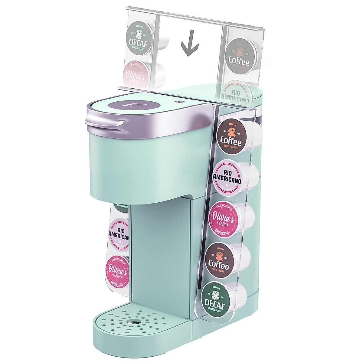 Gevoli K Cup Organizer for Single Serve Keurig K-Mini and K Mini PLUS Coffee Makers - Space Saving Modern Acrylic Kcup Pod Holder (10 Pod Capacity)