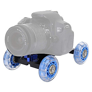 Mini Camera Dolly Roller, Camera Dolly Wheel for DSLR, Multifunctional Adjustable Desktop Camera Slider Car with 10KG Load & Precise Scale, for Video Camcorders, 1/4 Screws & Low Noise