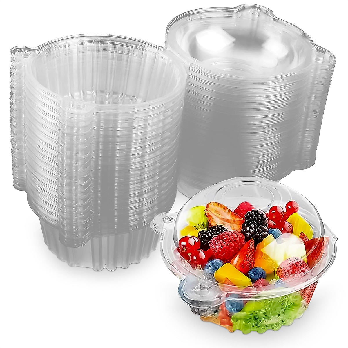 Individual Cupcake Boxes 100Pcs Plastic Container with Lid | Dessert Containers with Lids – Individual Cupcake Containers for Cupcakes & Muffin Storage Container - Plastic Cupcake Holder with Lid