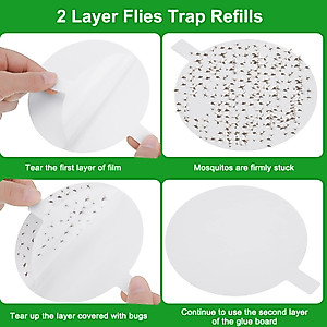 24 Pcs 2 Layers Refill Glue Boards 4.3 Inches Fly Glue Boards Mosquito Trap Glue Board Sticky Refillable Glue Board, Suitable for Most Mosquito Lamps