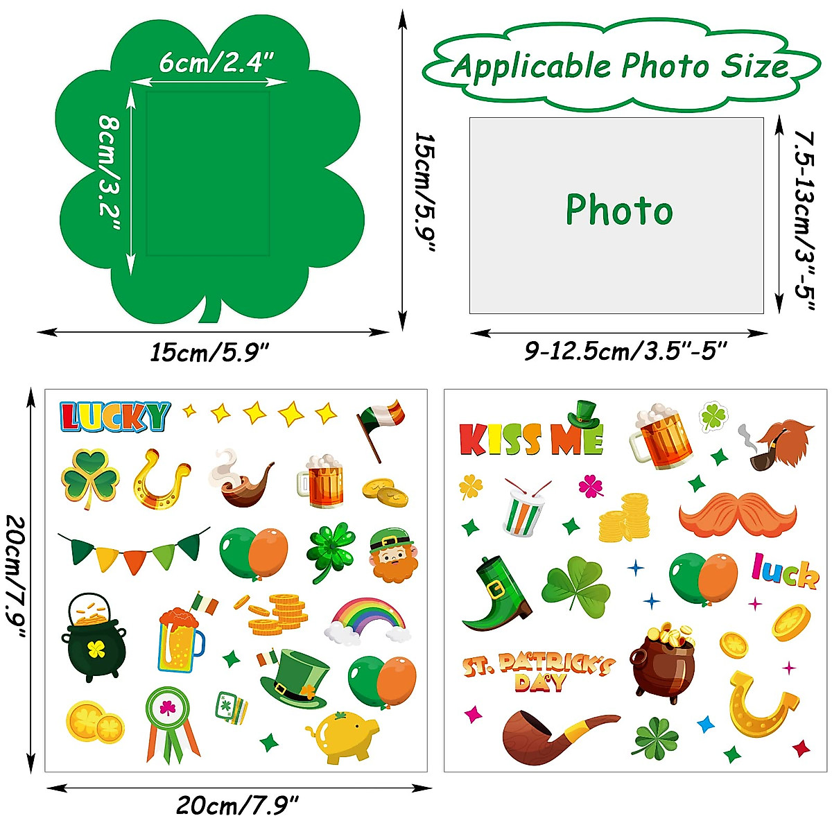 chiazllta 32 Packs St. Patrick's Day Picture Frame Craft Kits for Kids, Ireland DIY Shamrock Craft Holiday Art Favor Home Class Game Activities for Kindergarten Preschool